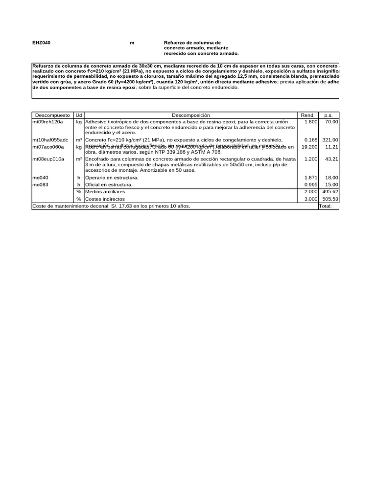 PTTO ESTRUCTURA FORTUNA | PDF | Hormigón | Acero
