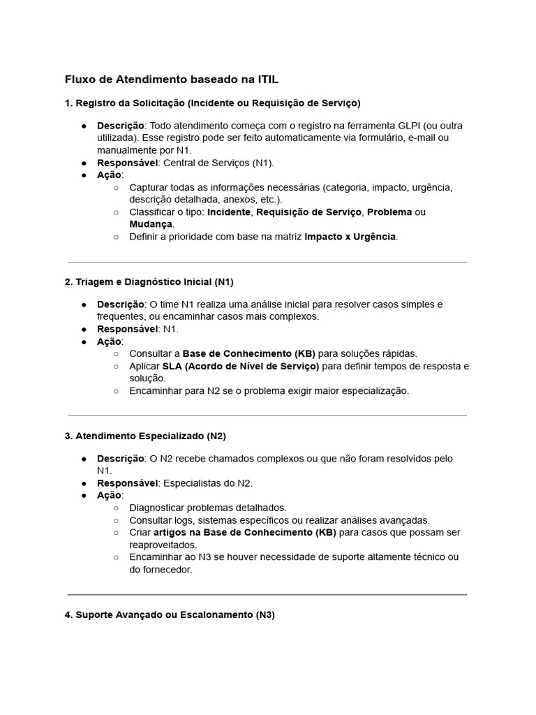 Fluxo de Atendimento Baseado Na ITIL | PDF | Itil | Tecnologia da ...