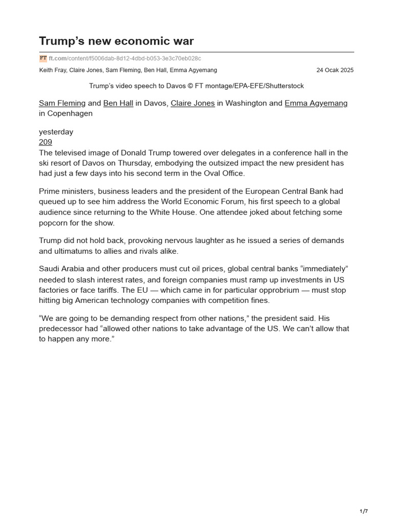 Trumps New Economic War | PDF | Taxes | Donald Trump