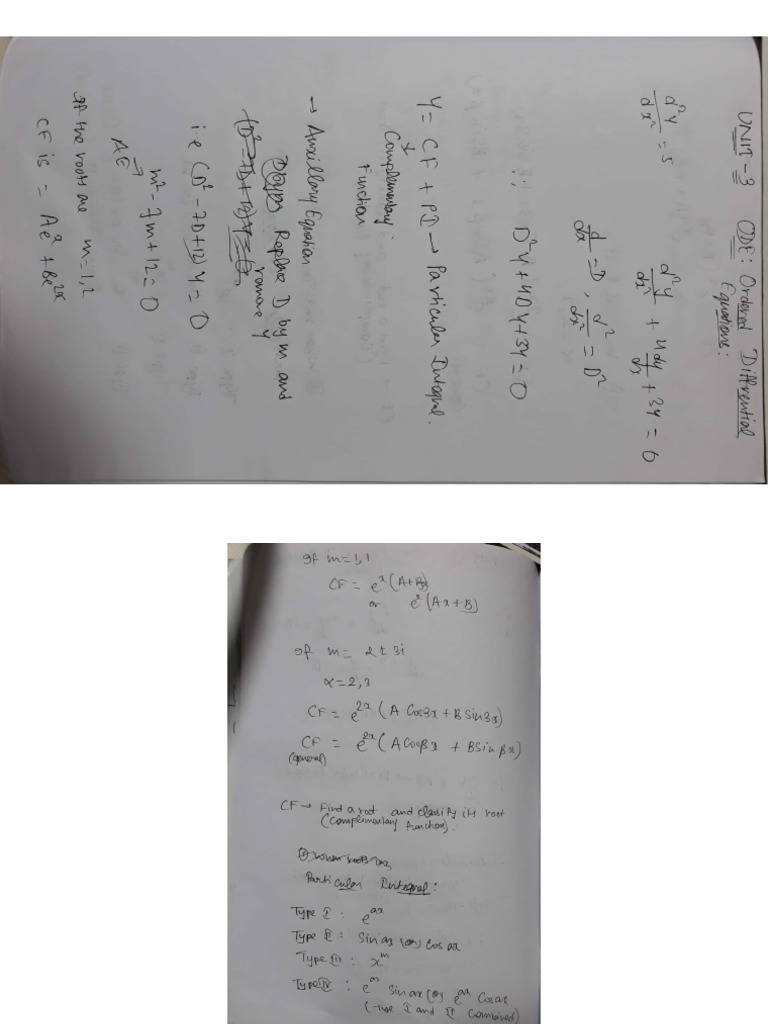 Maths ODE Notes Nchiket | PDF