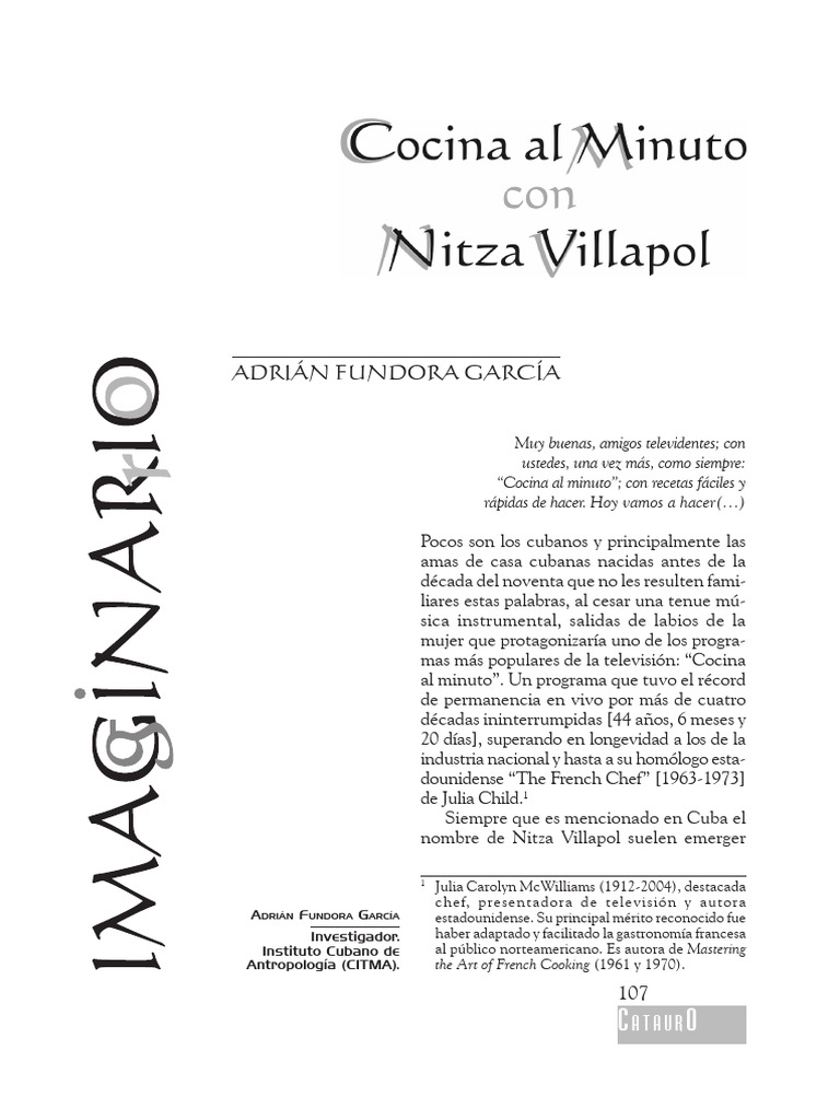 Legado de Nitza Villapol en la cocina cubana | PDF | Cuba | Artes ...