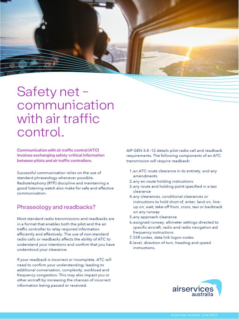 Safety Net Communicating With Atc Fact Sheet | PDF | Air Traffic ...
