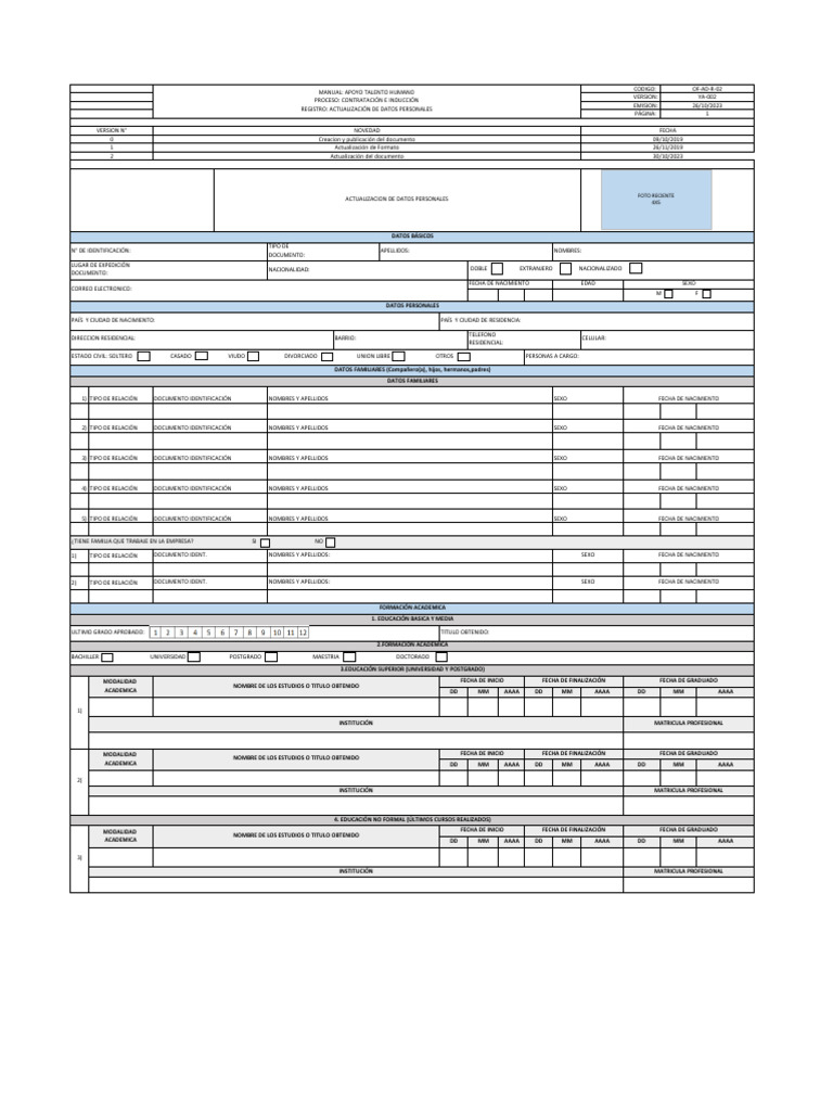 Actualización de Datos Personales Laborales | PDF | Educación más alta