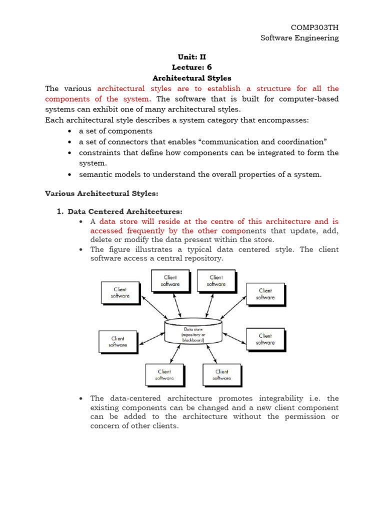 Unit-II-Lecture-6-Architectural-Styles | PDF | Computer Program | Programming