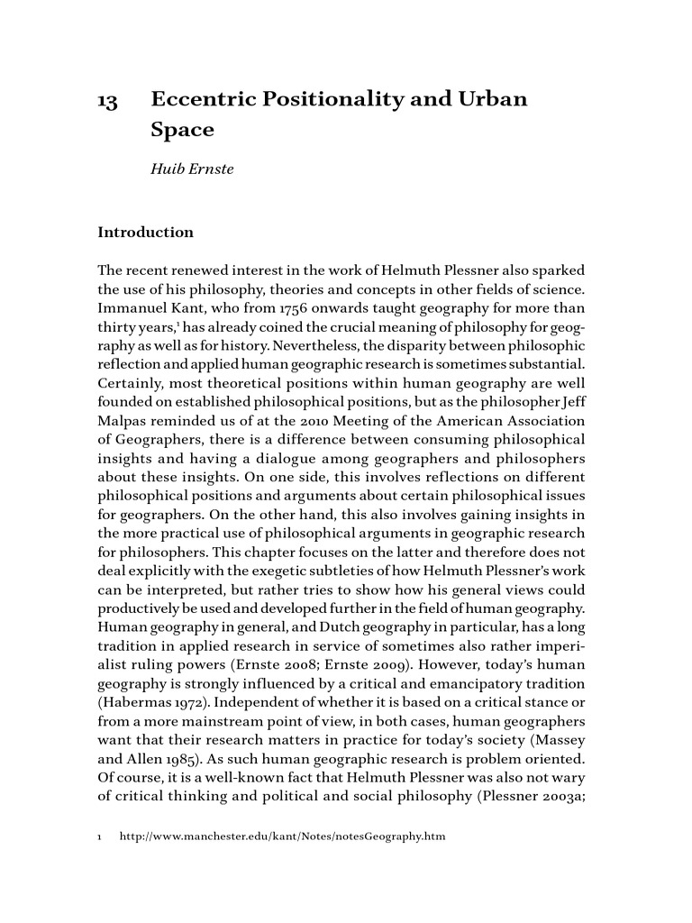 13 Eccentric Positionality and Urban Space | PDF | Embodied Cognition | Space