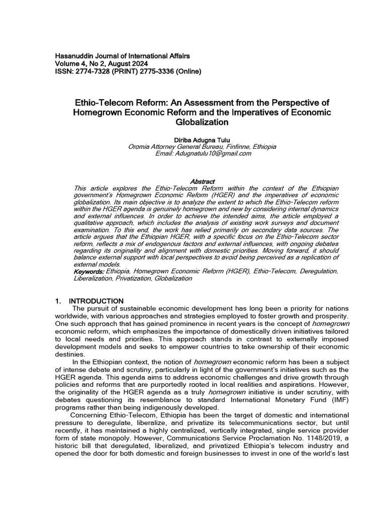 Ethio-Telecom Reform and Homegrown Development | PDF | Ethiopia ...
