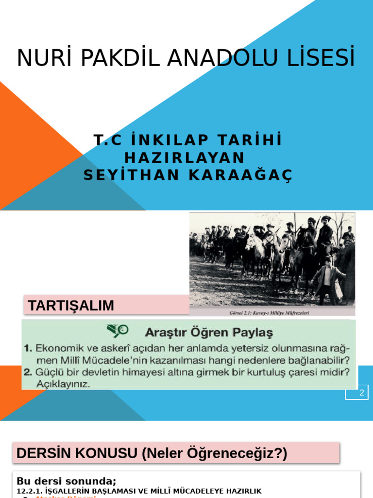 12.2.1. İşgallerin Başlaması Milli Mücadeleye Hazırlık Ders Planı ve Sunum_Slaytı-1 | PDF
