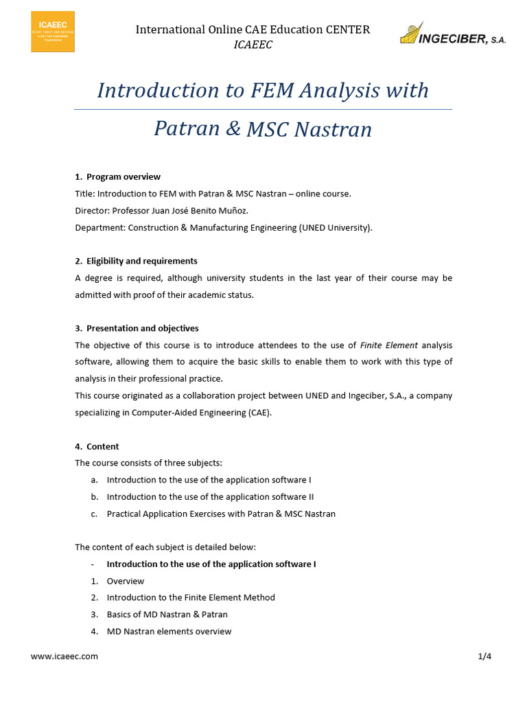 GeoT ICAEEC NASTRAN 00 Introductory | PDF | Finite Element Method ...