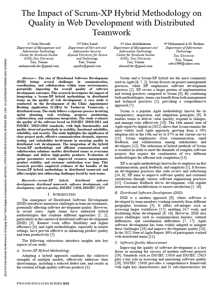 The - Impact - of - Scrum-XP - Hybrid - Methodology - On - Quality - in - Web - Development ...
