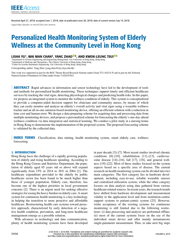 Elderly Wellness Monitoring System in HK | PDF | Support Vector Machine ...