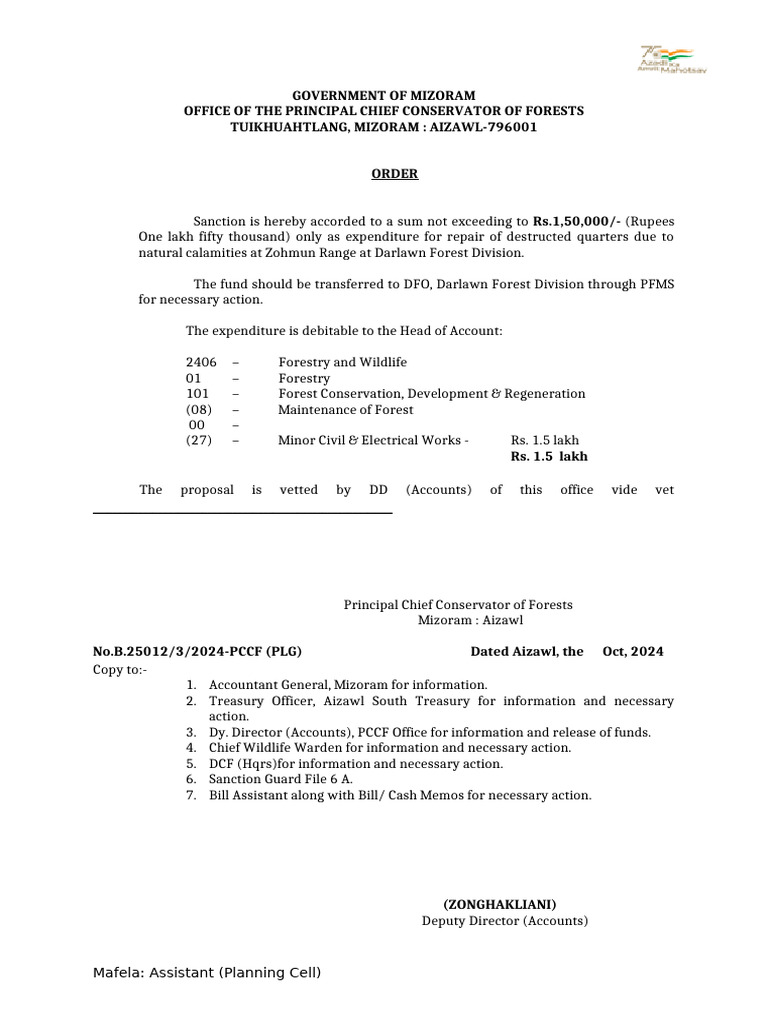 Forest Quarters Repair Fund Sanction | PDF