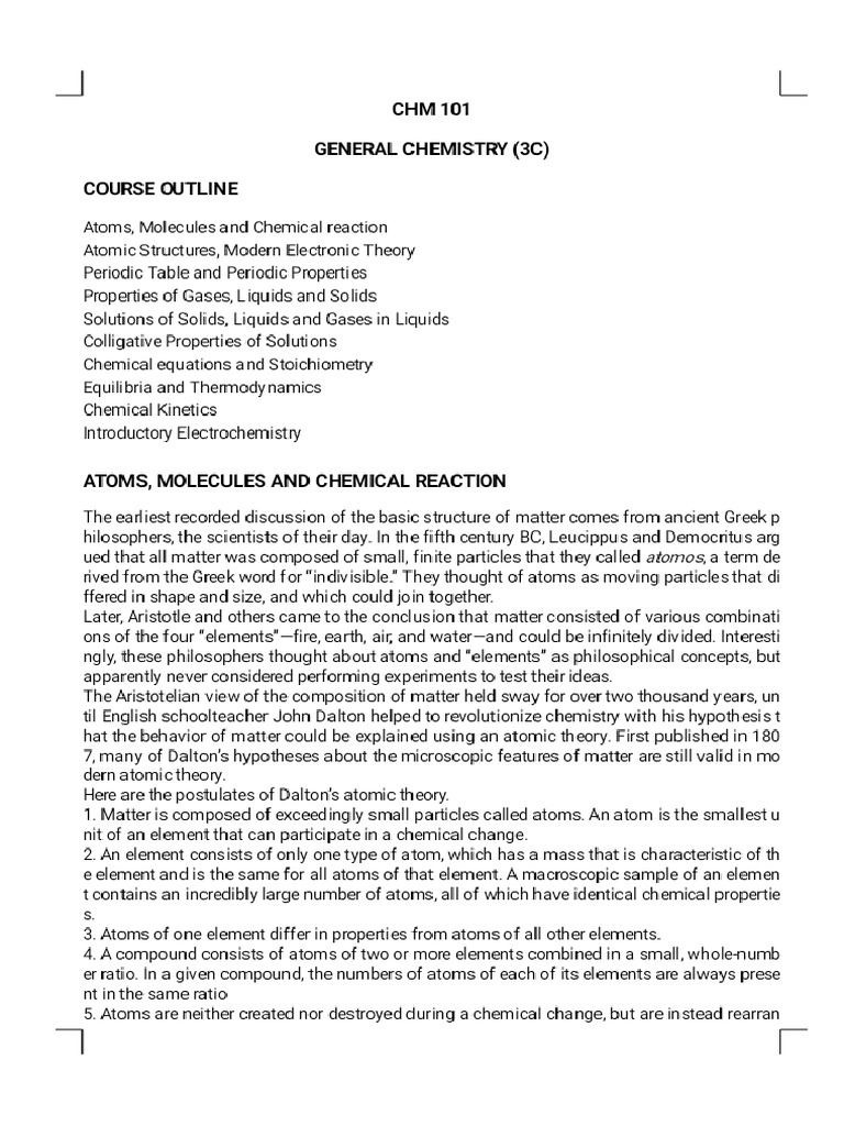CHM 101 Note - Phoenix | PDF