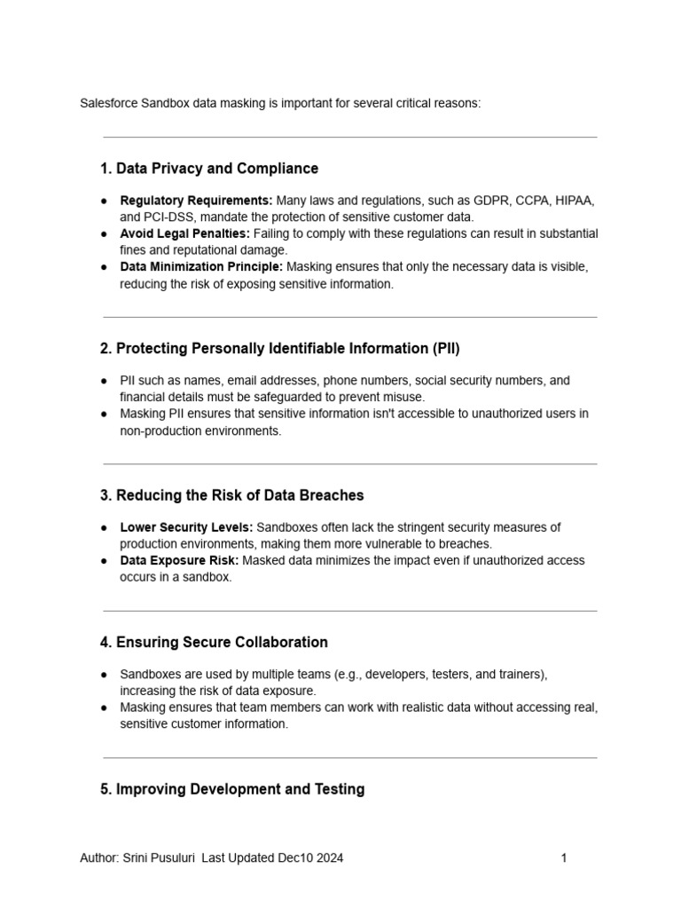 Salesforce Sandbox Data Masking | PDF | Computer Security | Security