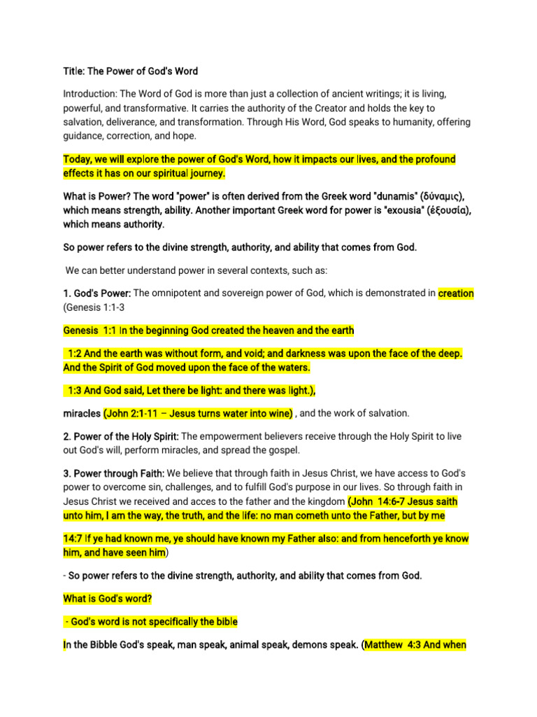 The Power of God's Word | PDF | Logos (Christianity) | Deliverance Ministry
