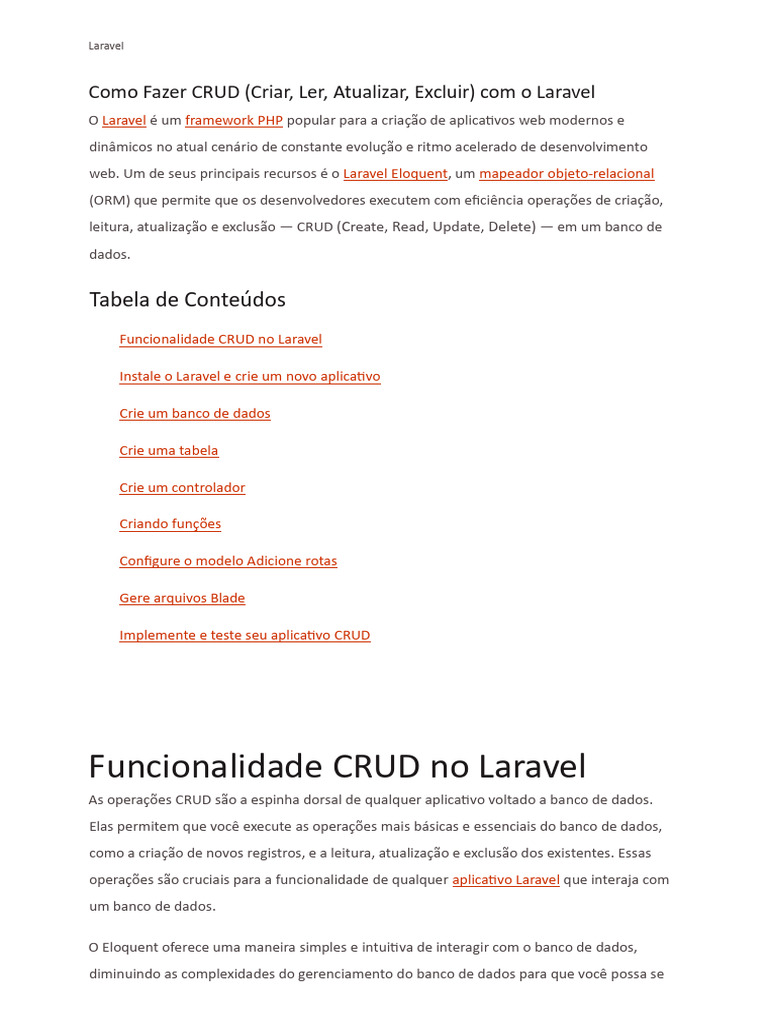 Como Fazer CRUD Com o Laravel - Kinsta® | PDF | Bancos de dados | Programas