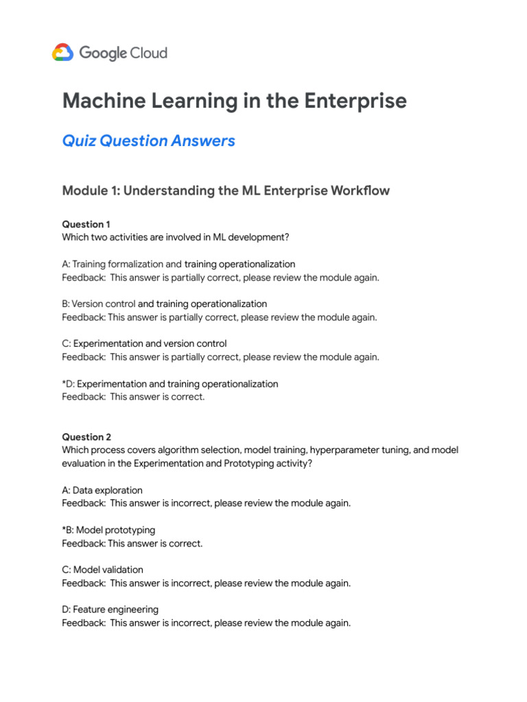 Machine Learning Quiz for Enterprises | PDF | Learning | Applied Mathematics