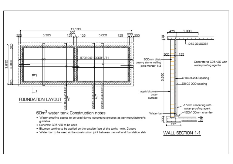 Under Ground Tank 60m3-Layout1 | PDF | Building Engineering | Building Materials