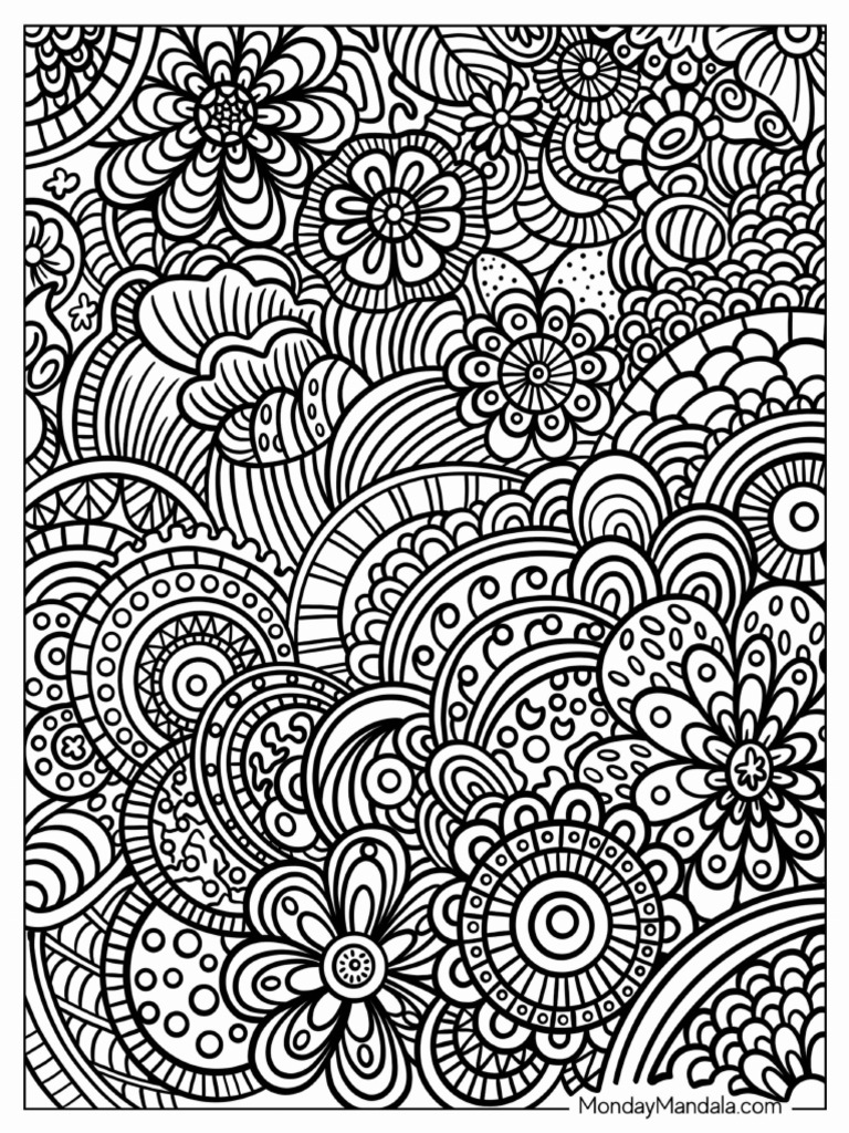 Full Page Nature Zentangle Coloring Sheet | PDF