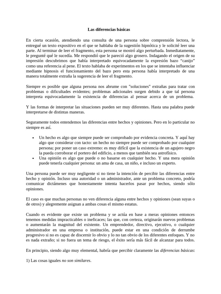 Diferencias entre Hechos y Opiniones | PDF