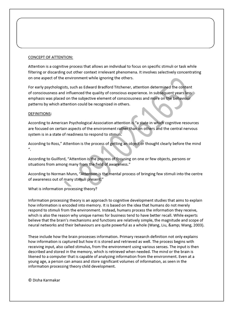 Concept of Attention | PDF | Attention | Cognition