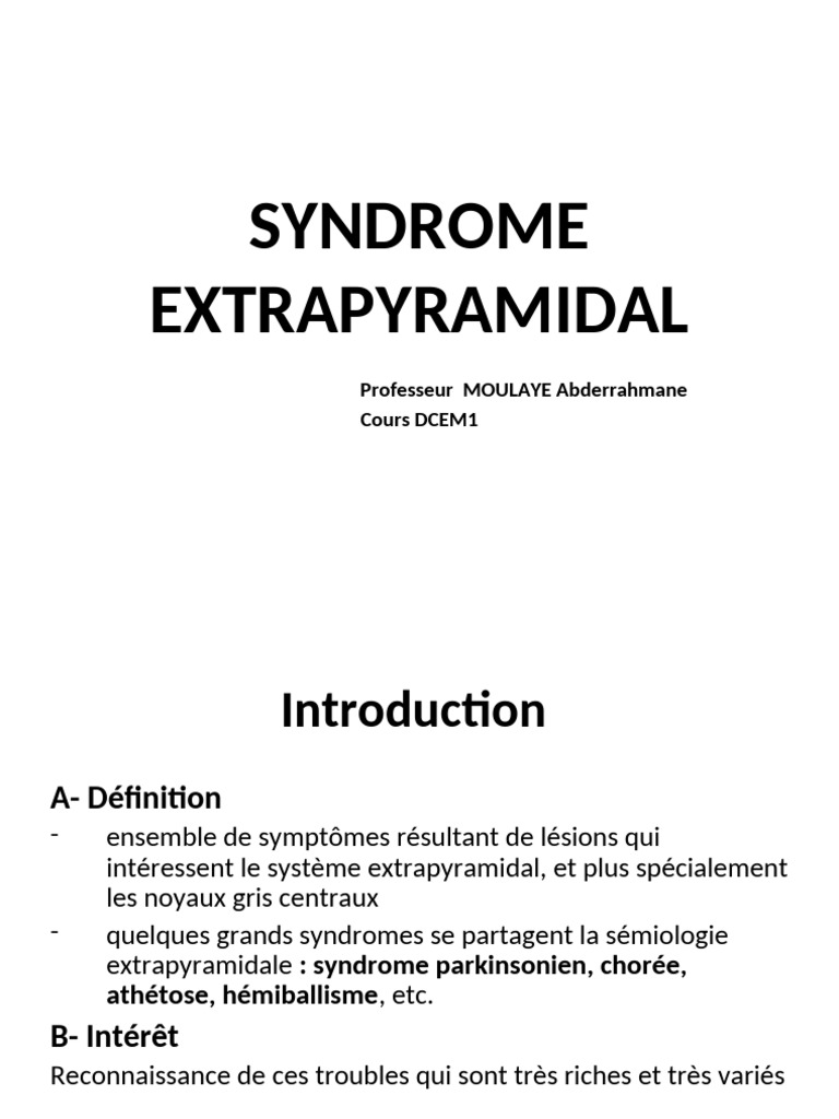 3 Syndrome Extrapyramidal | PDF | Maladie de Parkinson | Maladies et ...