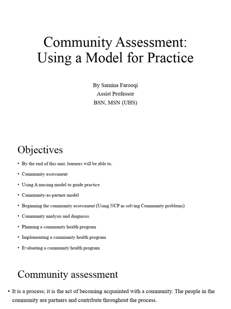 Community Assessment | PDF | Medical Diagnosis | Evaluation