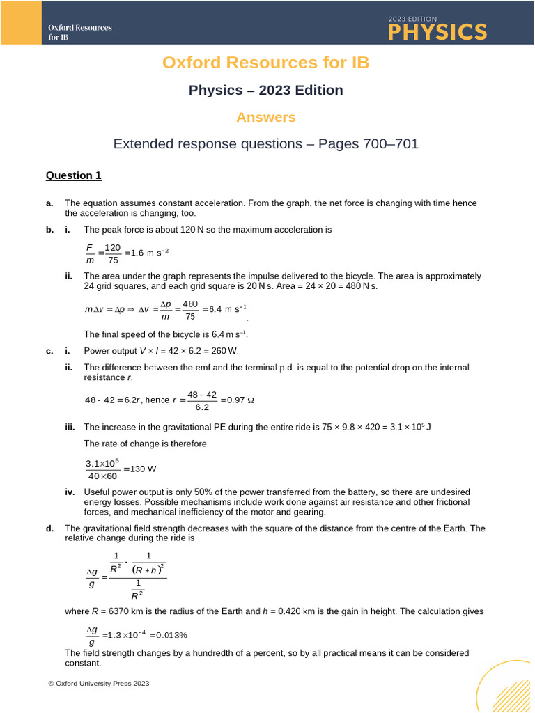 IB Physics Answers ExtendedResponseQuestions | PDF | Stars | Electron