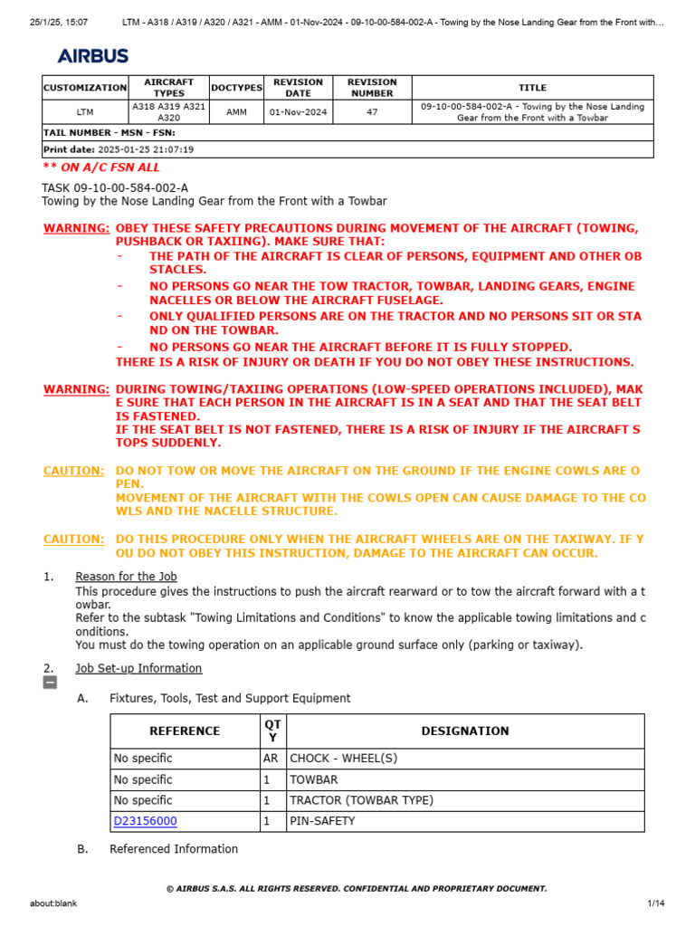 AMM - A318 - A319 - A320 - A321 - Towing by The Nose Landing Gear From ...