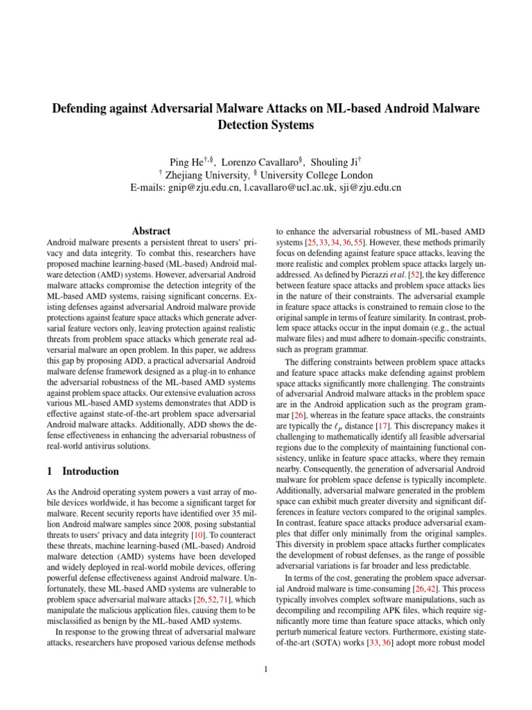 Defending against Adversarial Malware Attacks on ML-based Android ...