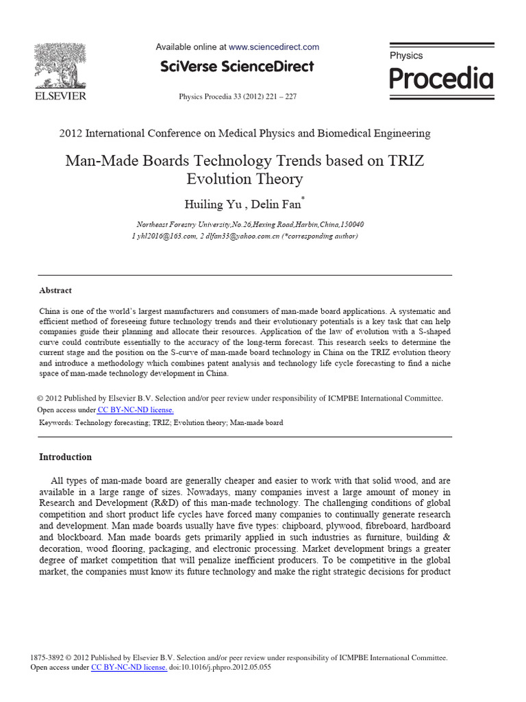 Man-Made Boards Technology Trends Based On TRIZ Ev | PDF | Logistic Function | Innovation