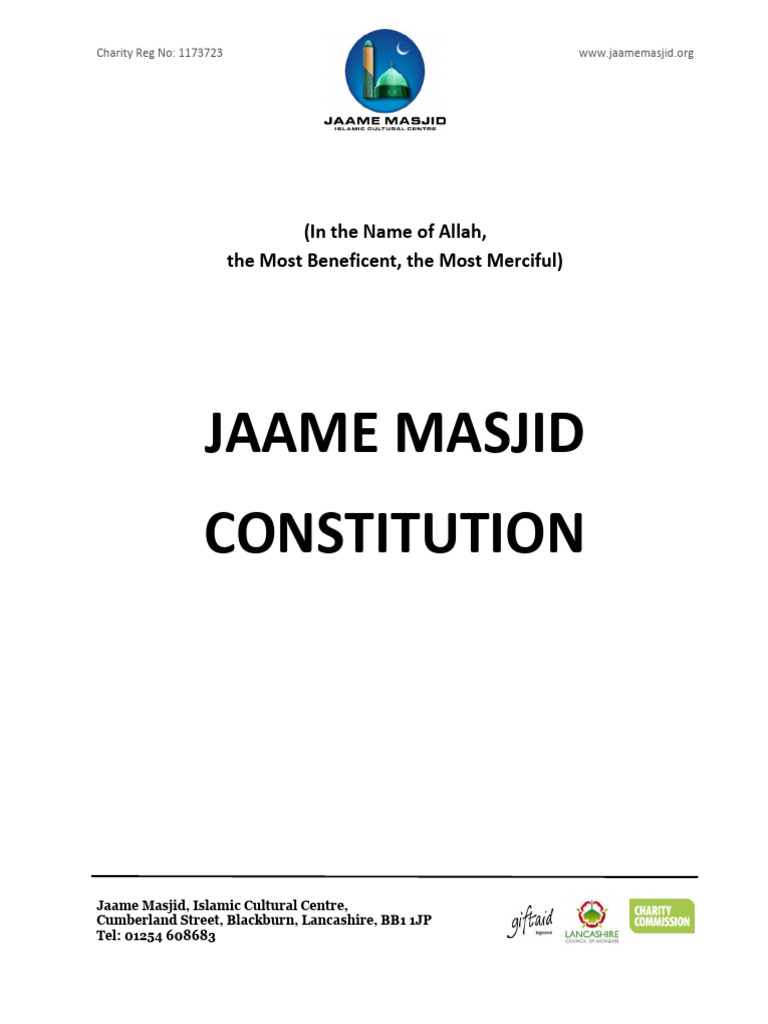 Jaame-Masjid-2018-Final-Constitution 1 | PDF | God In Islam | Sharia