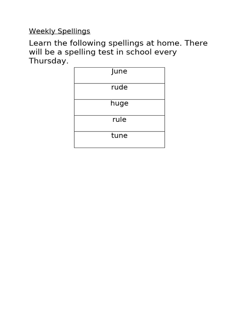 Spellings Week 2 | PDF