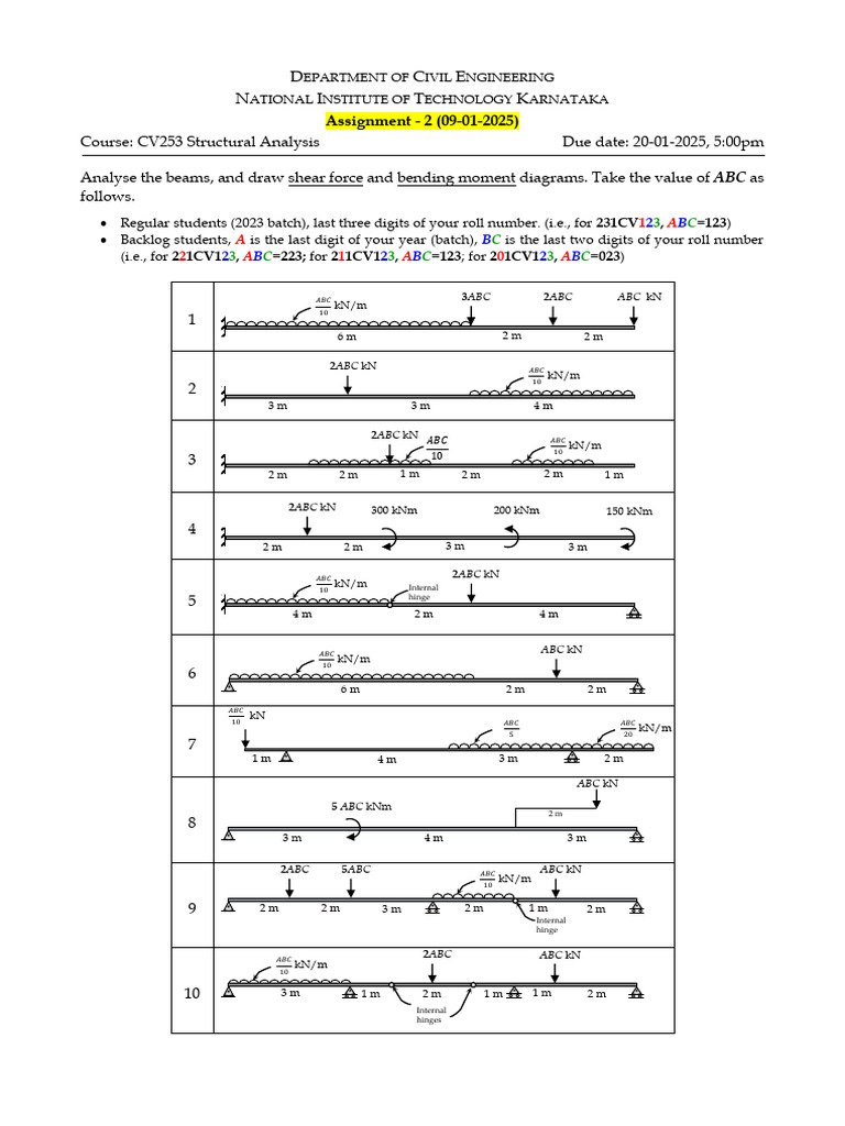 Structural Analysis Beam Assignment | PDF | Solid Mechanics | Force
