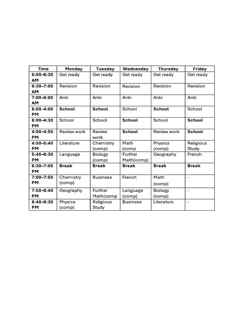 Gcse Timetable | PDF