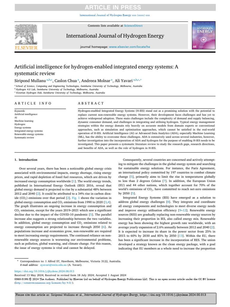 1-s2.0-S0360319924031628-main | PDF | Machine Learning | Intelligence (AI) & Semantics