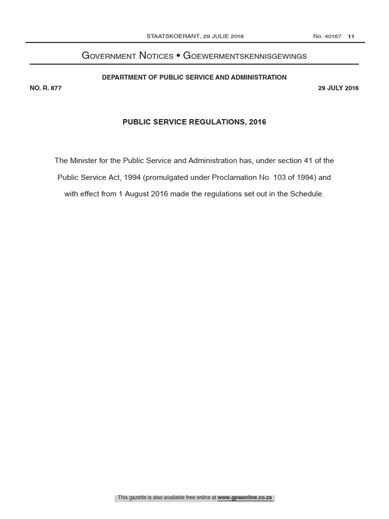 Public Service Regulations 2016 | PDF | Employment | Conflict Of Interest
