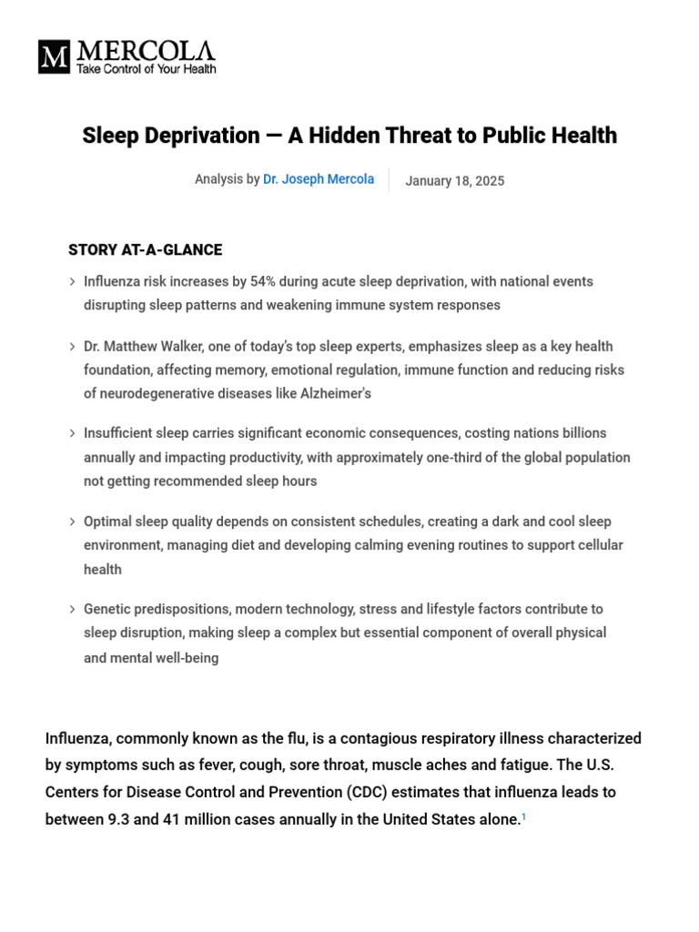 Sleep Deprivation Increases Flu Risk | PDF | Influenza | Sleep