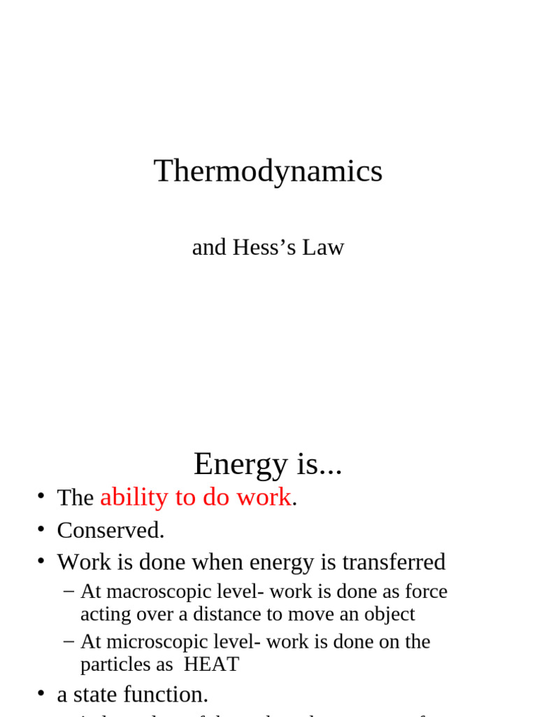 Thermodynamics and Hess's Law Explained | PDF | Heat | Force