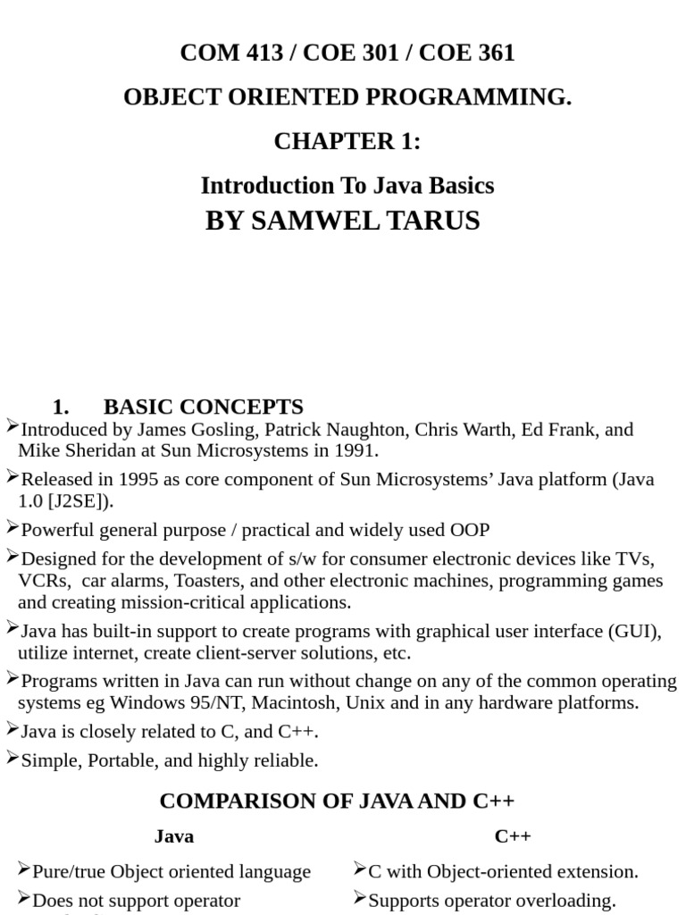 COM 413 Lesson 1 | PDF | Java (Programming Language) | Java Virtual Machine