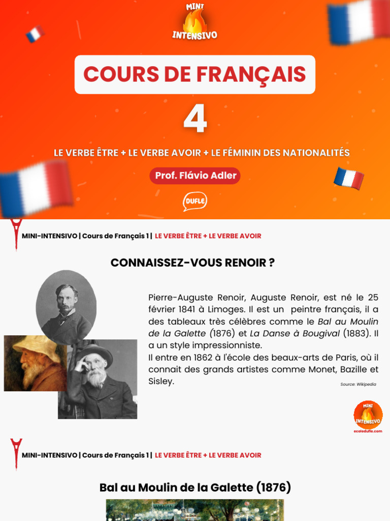 Cours sur le verbe avoir en français | PDF | Pierre-Auguste Renoir ...