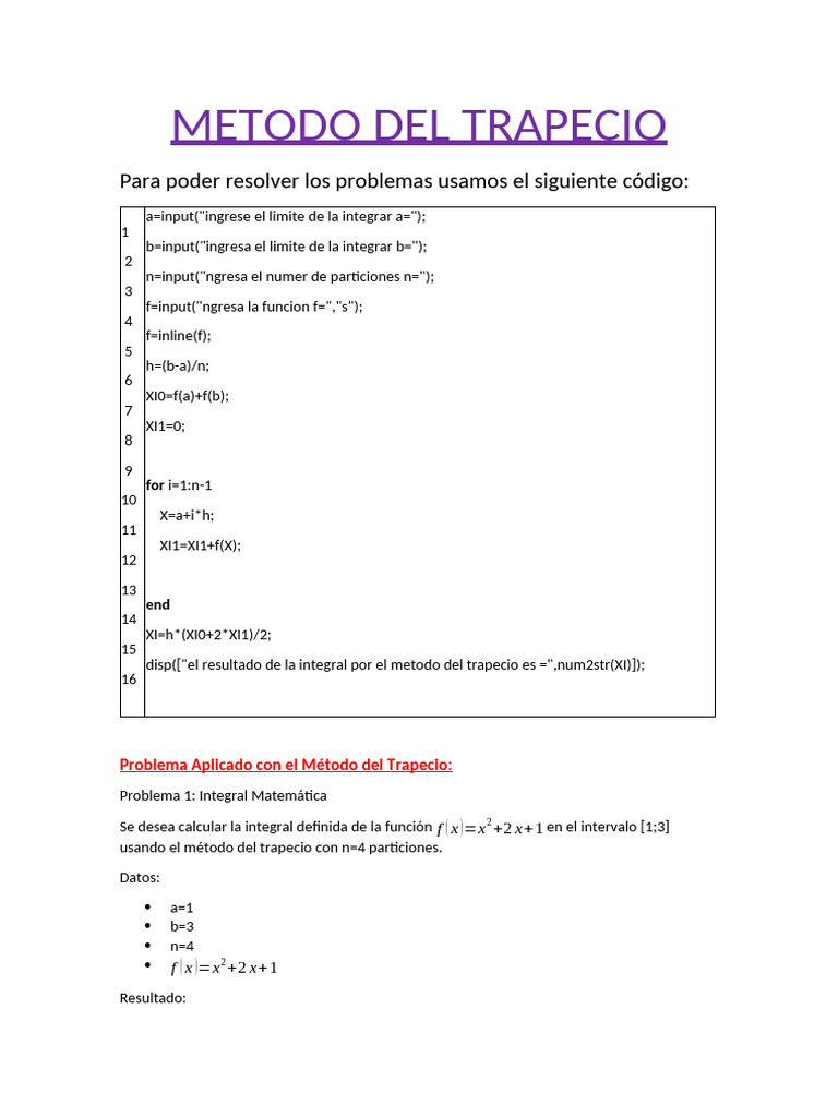 Metodo Del Trapecio | PDF | Integral | Cálculo