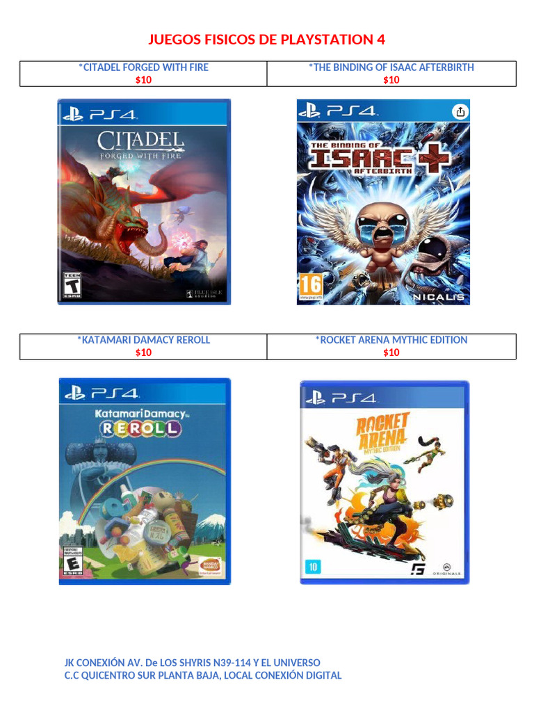 Juegos Fisicos Playstation 4 | PDF