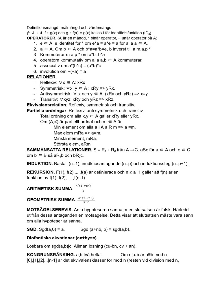 Formelblad:DISKMATTE_CTH | PDF