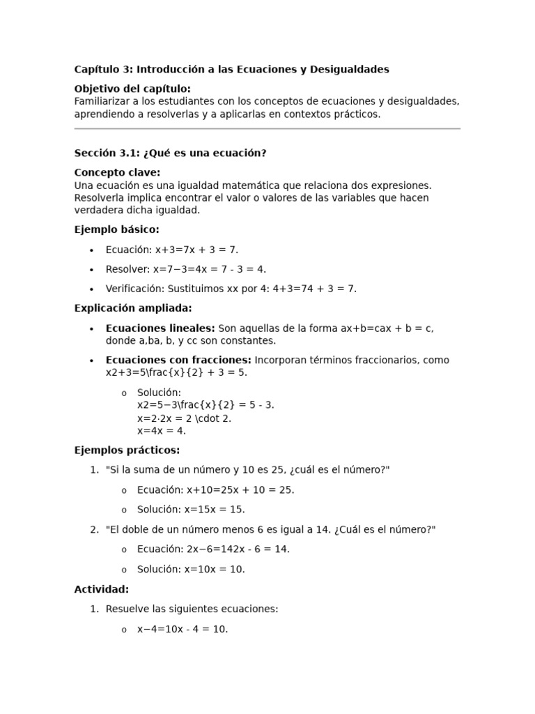 Ecuaciones y Desigualdades Básicas | PDF | Ecuaciones | Desigualdad social