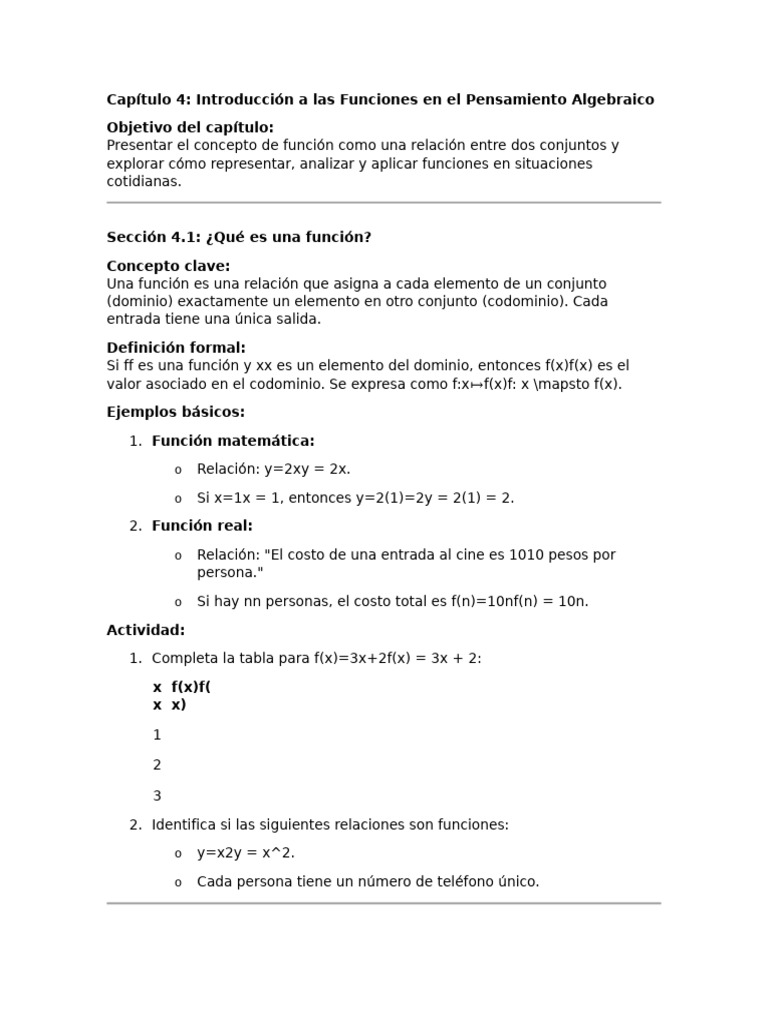 Funciones en el Pensamiento Algebraico | PDF | Función (Matemáticas ...