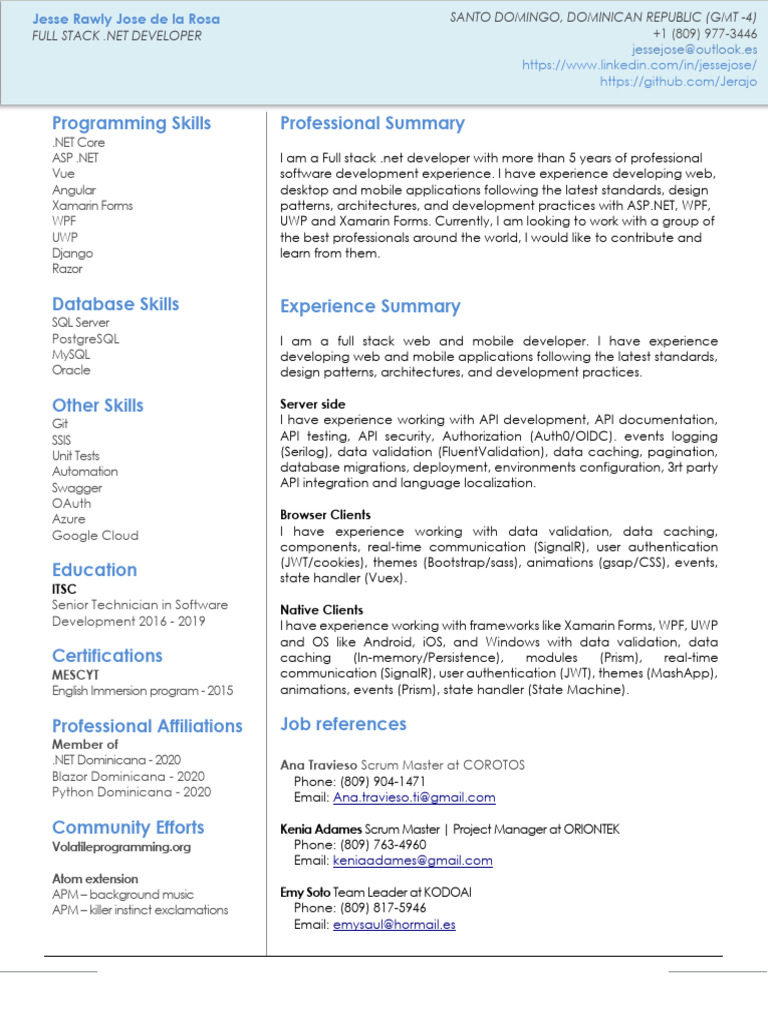 Resume Jesse Jose 2024 | PDF | Windows Presentation Foundation | Xamarin