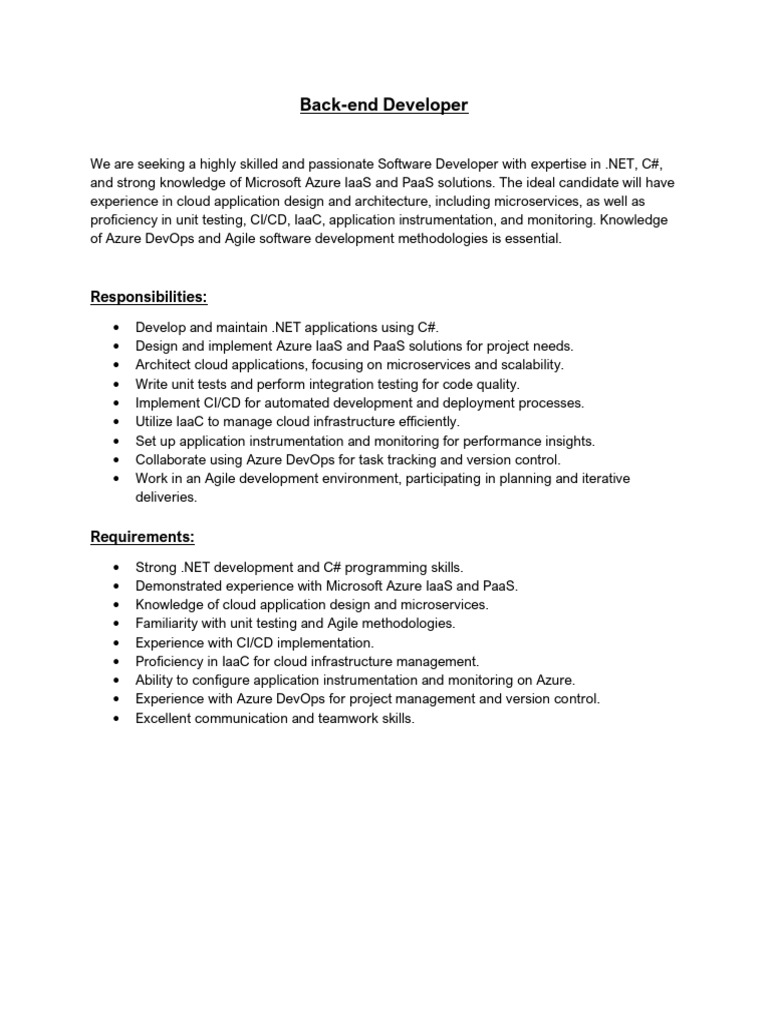 Back-End Developer - JD | PDF