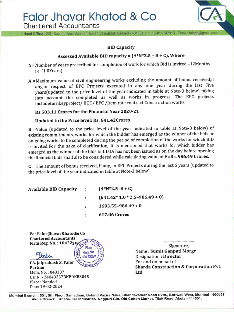 4annexure 4 Bid Capacity | PDF