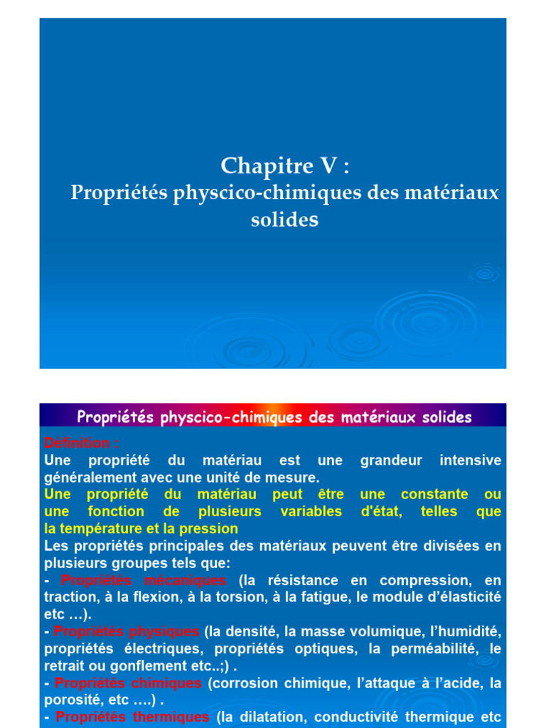 Propriétés physico-chimiques des matériaux | PDF