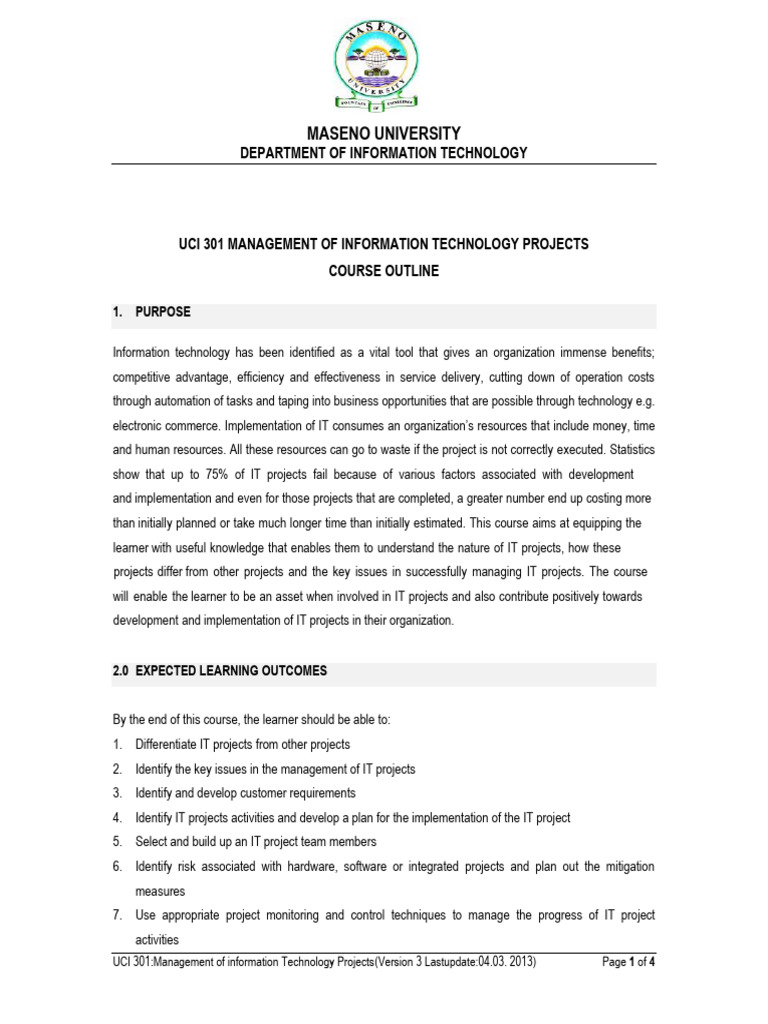 UCI 301 Course Outline and Schedule 1-1 - 2 | PDF | Educational ...